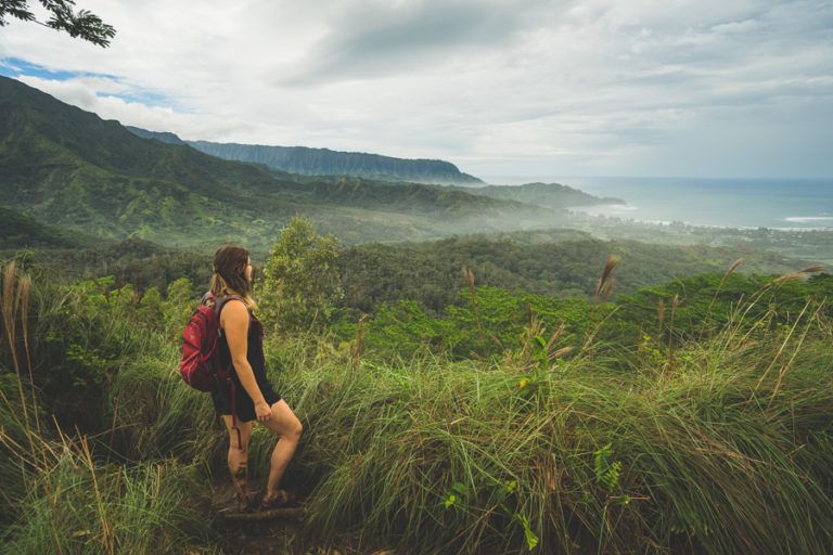 Hiking the Okolehao Trail In Hanalei on Kauaʻi, Hawaiʻi