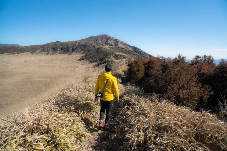 Hiking the Mount Eboshi Trail (Eboshidake) near Mount Aso, Kyushu