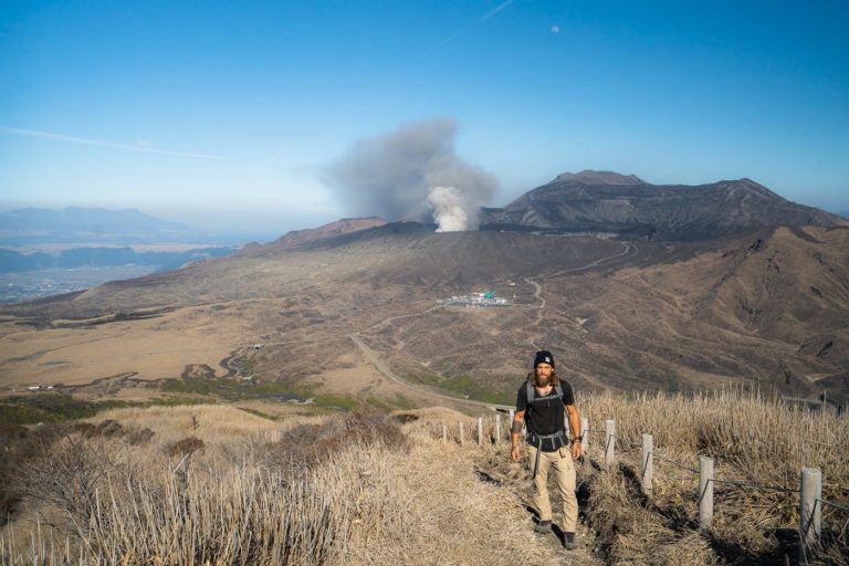 Hiking the Mount Eboshi Trail (Eboshidake) near Mount Aso, Kyushu